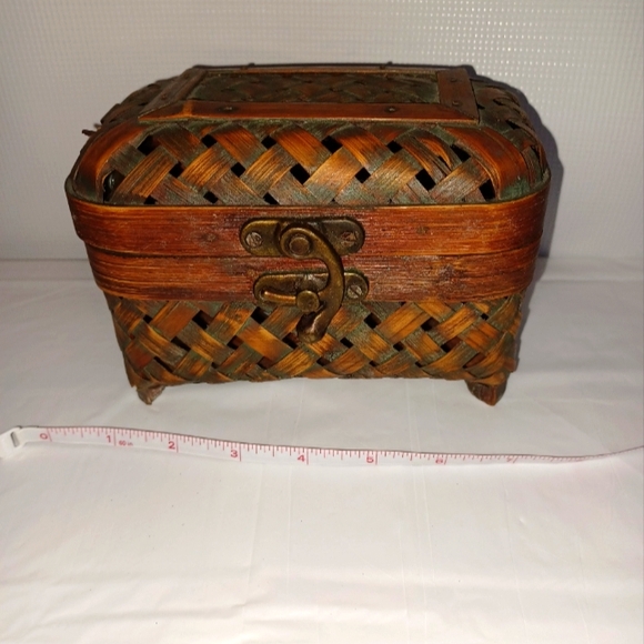 unbranded | Accents | Rare Vintage Wood And Ratan Woven Trinketstorage ...